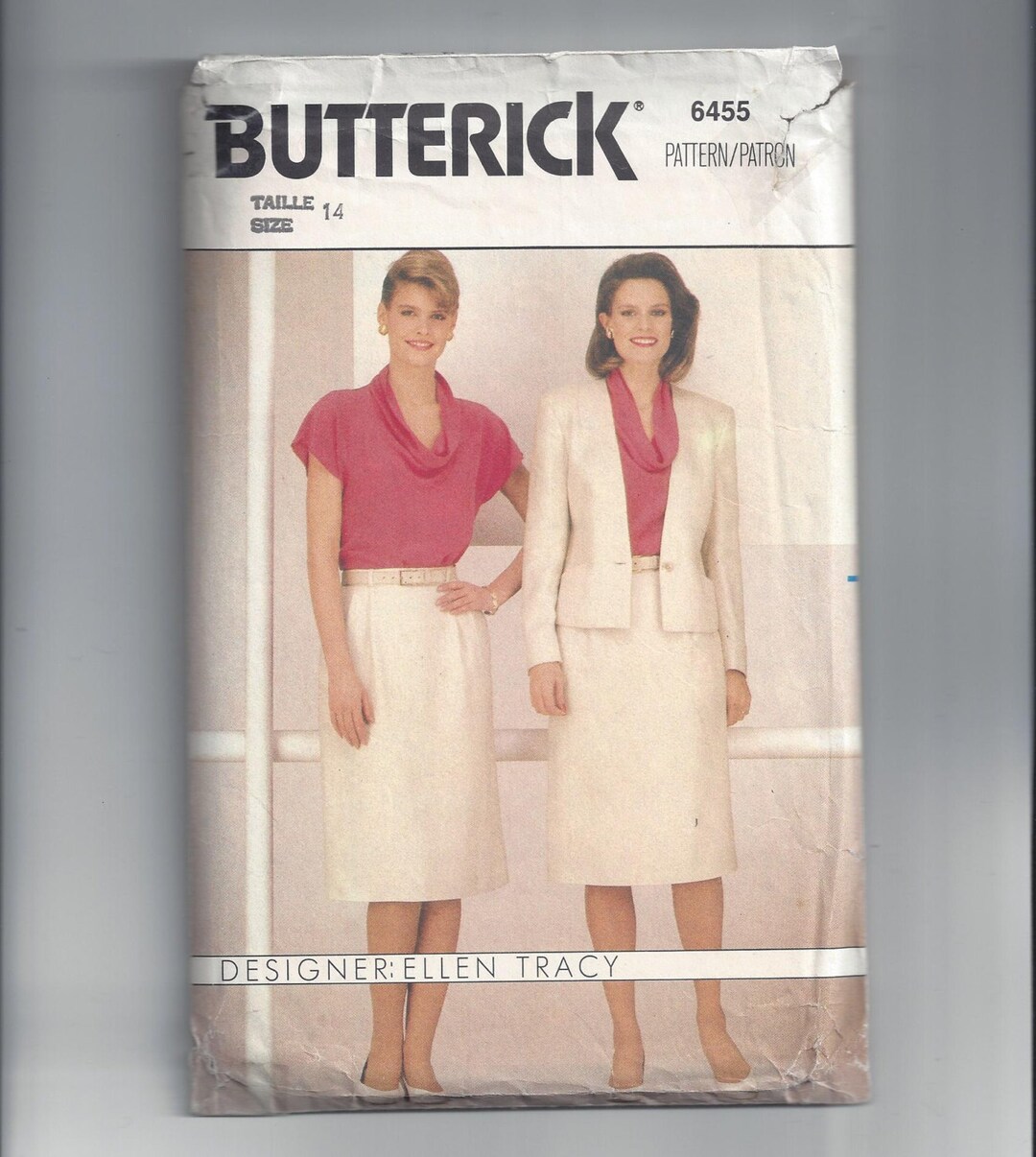 Butterick 6455 Pattern for Misses' Jacket, Skirt, & Blouse, From 1980s ...