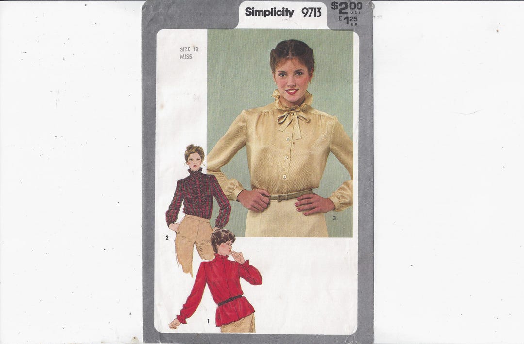 Simplicity 9713 Pattern for Misses' Blouse With Detachable Jabot, 3 ...