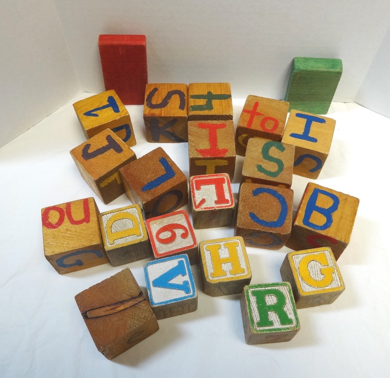 Set of 22 1960s ABC Wood Building Blocks With Painted - Etsy