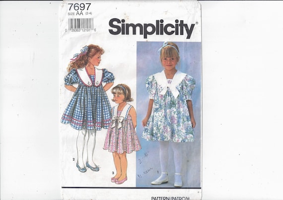 Simplicity 7697 Pattern for Child's Dress with Collar | Etsy
