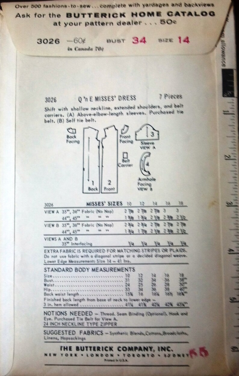 Butterick 3026 Pattern for Misses' Quick 'n Easy - Etsy
