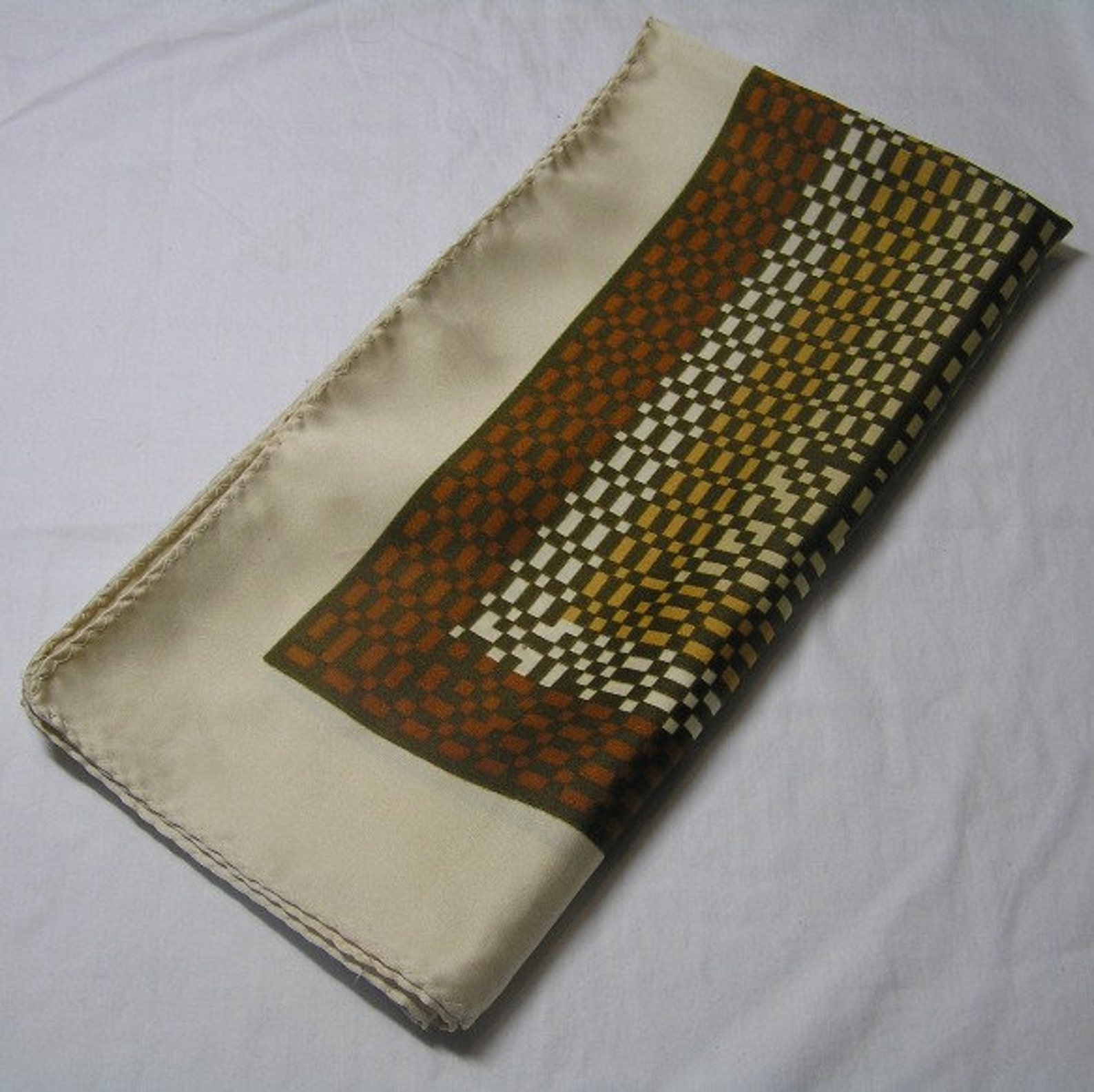 Pretty Neutral Brown Checkerboard Scarf With Beige Border by - Etsy