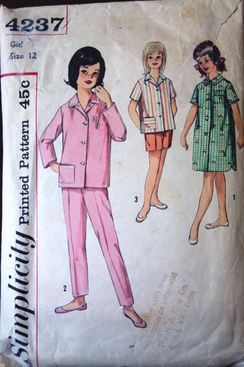 Simplicity 4237 Pattern for Girls' Pajamas in 2 Lengths & | Etsy