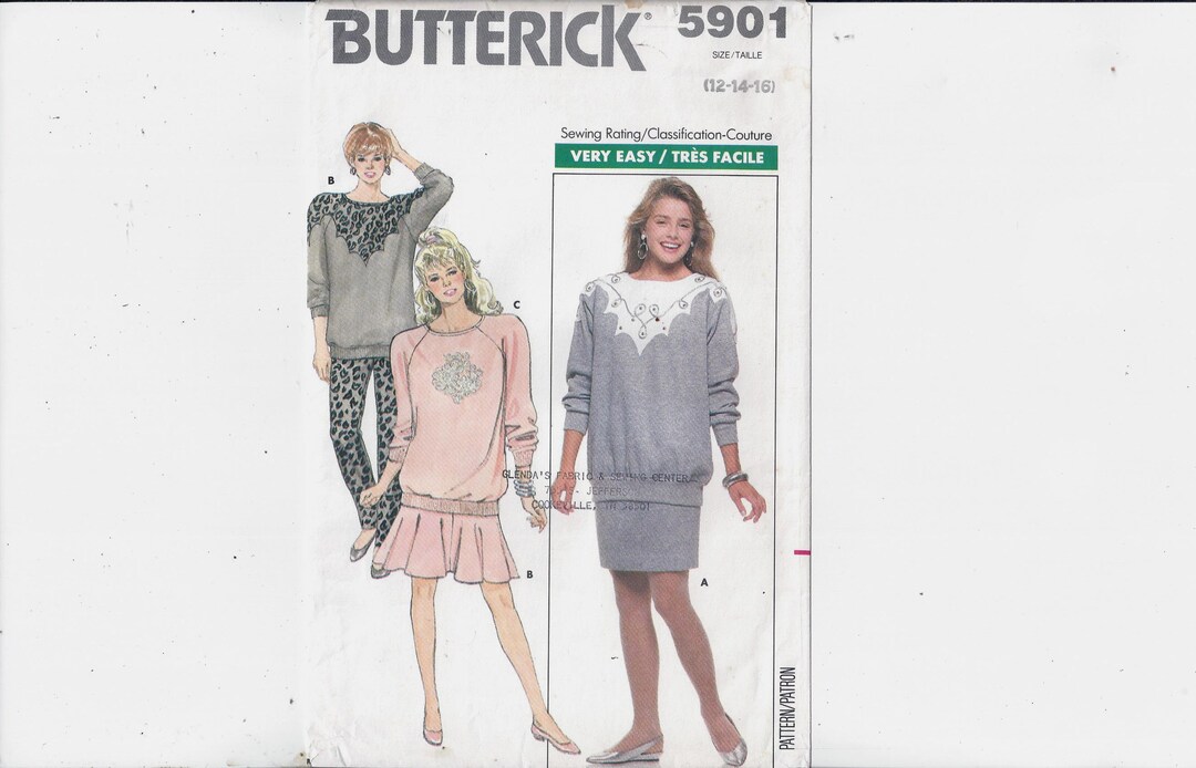 Butterick 5901 Pattern for Misses' Top, Skirt, Pants, Sizes 12 14 16 ...