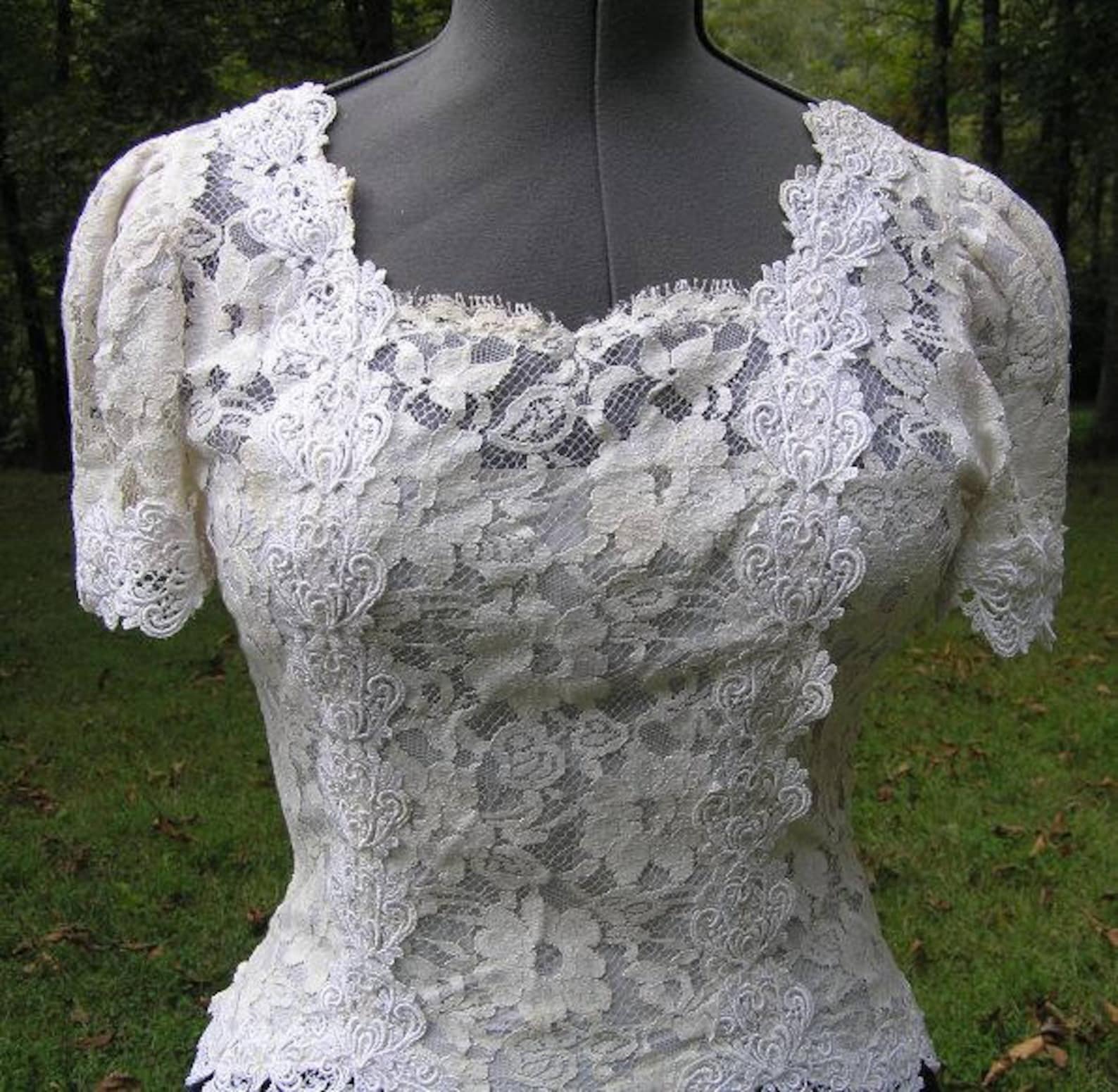 Cachet Glamorous Dress in Black & White Lace by Bari Protas, From 1980s ...