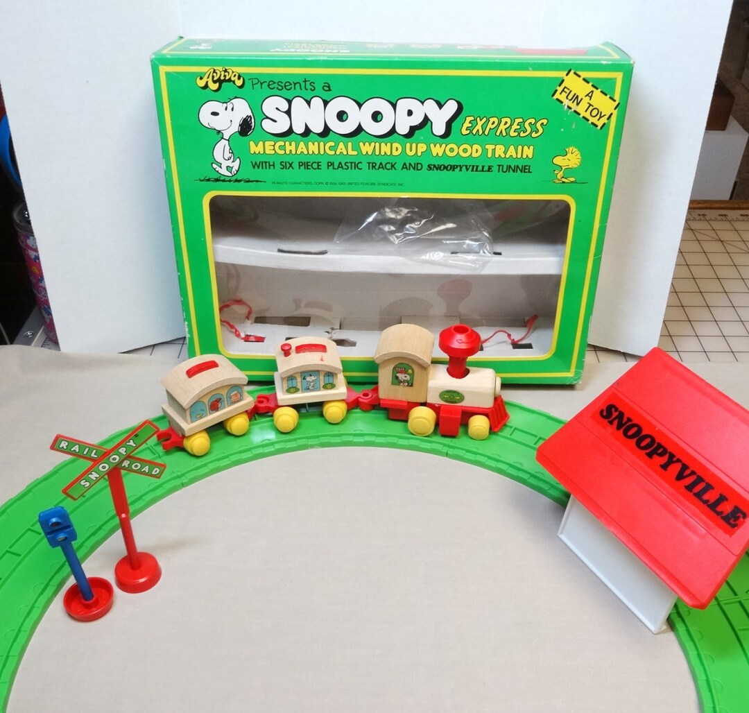 1974 Snoopy Express Wood Train With Box Track 3 Cars 2 - Etsy Australia