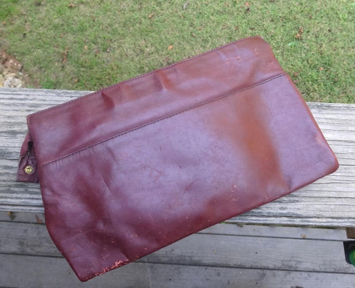 1960s Borelli Collection Leather Clutch Purse in Burgundy, Inside ...