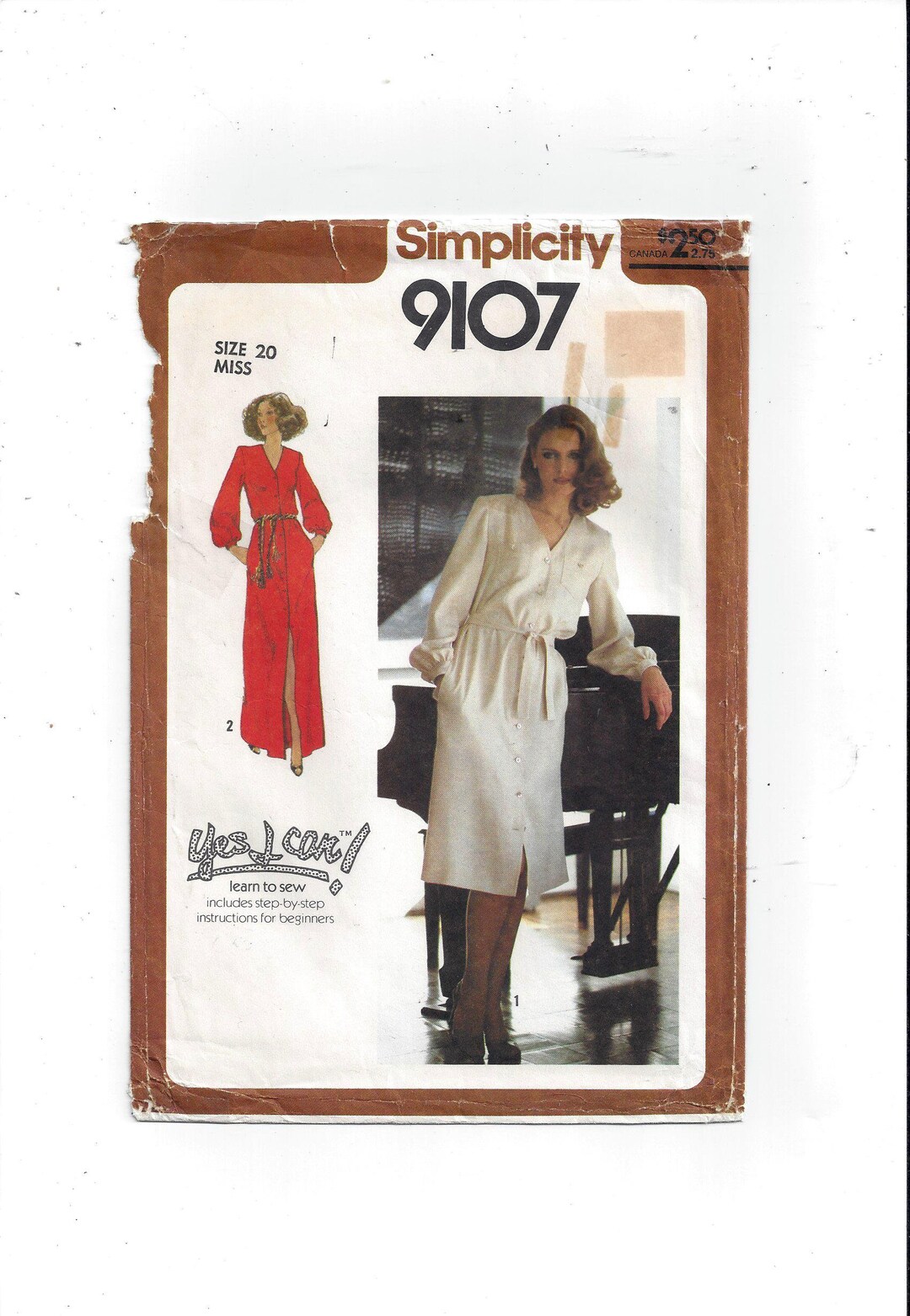 Simplicity 9107 Pattern for Misses' Dress, Plus Size 20, From 1979 ...