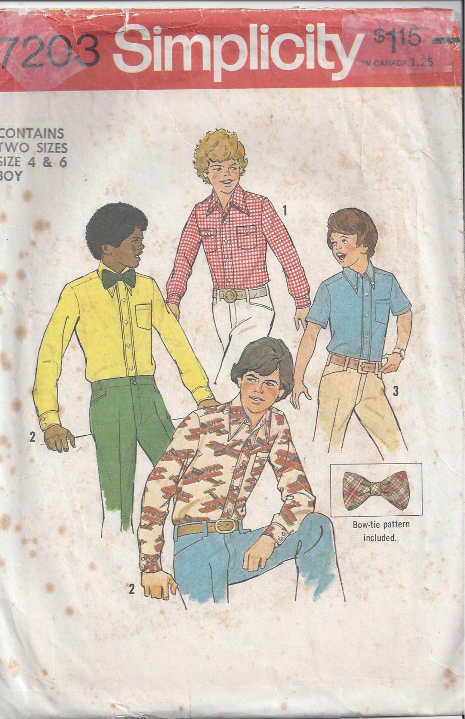 Simplicity 7203 Sewing Pattern for Boys' Shirt and Bow-tie, 2 Sizes ...