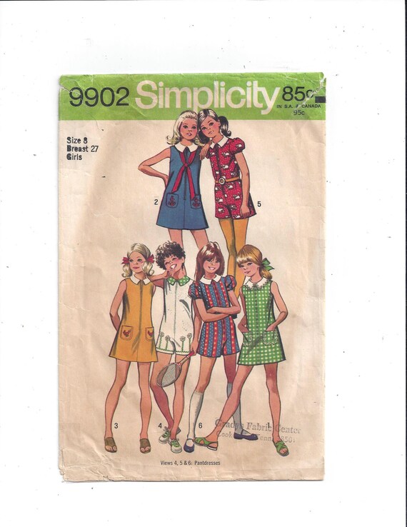 Simplicity 9902 Pattern for Girls' Dress and Short | Etsy