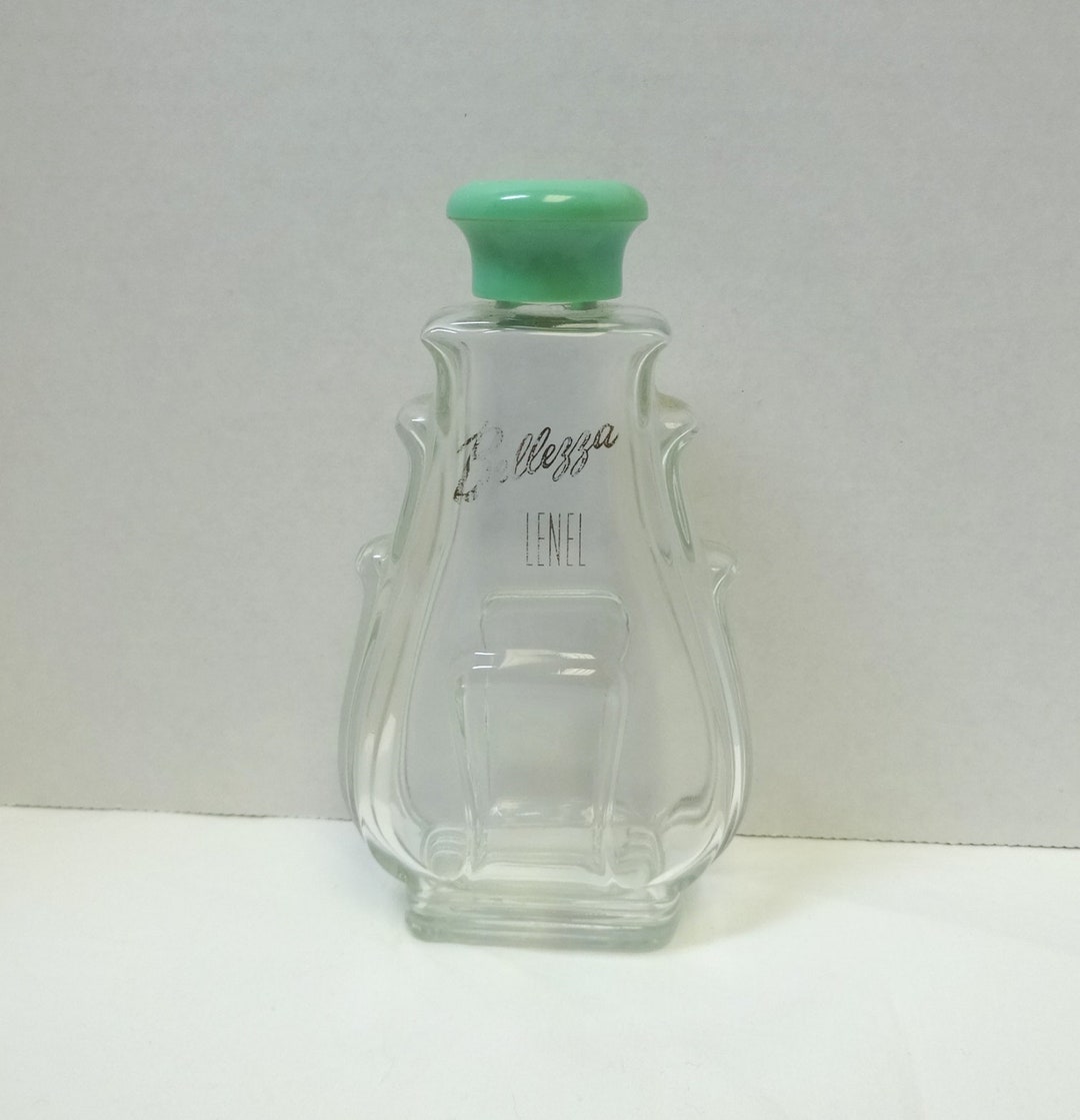 1960s Bellezza Lenel Perfume Bottle With Aqua Monogrammed Cap, 5.75 ...
