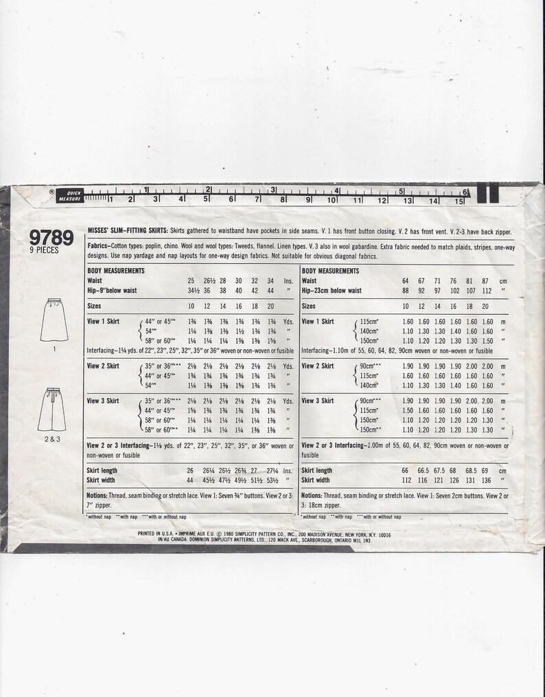 Simplicity 9789 Pattern for Misses' Skirts in 3 Styles | Etsy