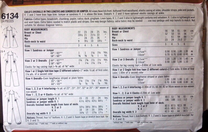 Simplicity 6134 Pattern for Child's Overalls & Sundress - Etsy