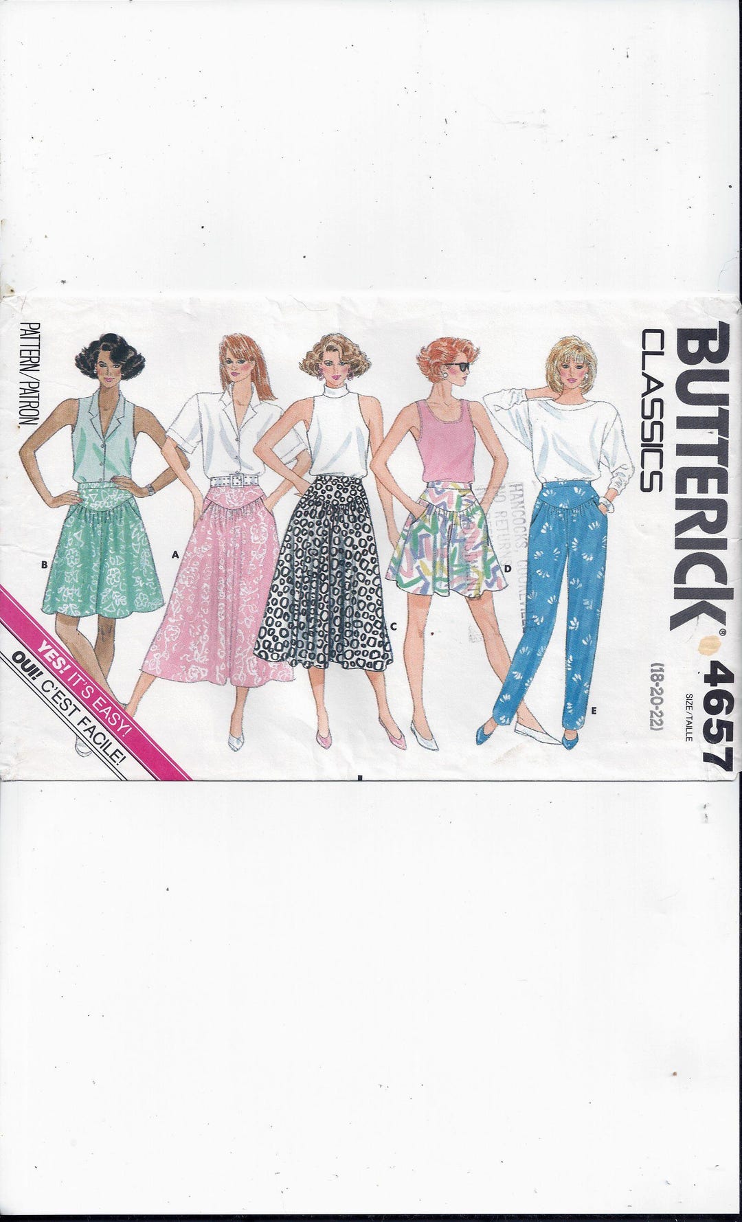 Butterick 4657 Pattern for Misses' Skirt, Culottes, Pants, Plus Sizes ...