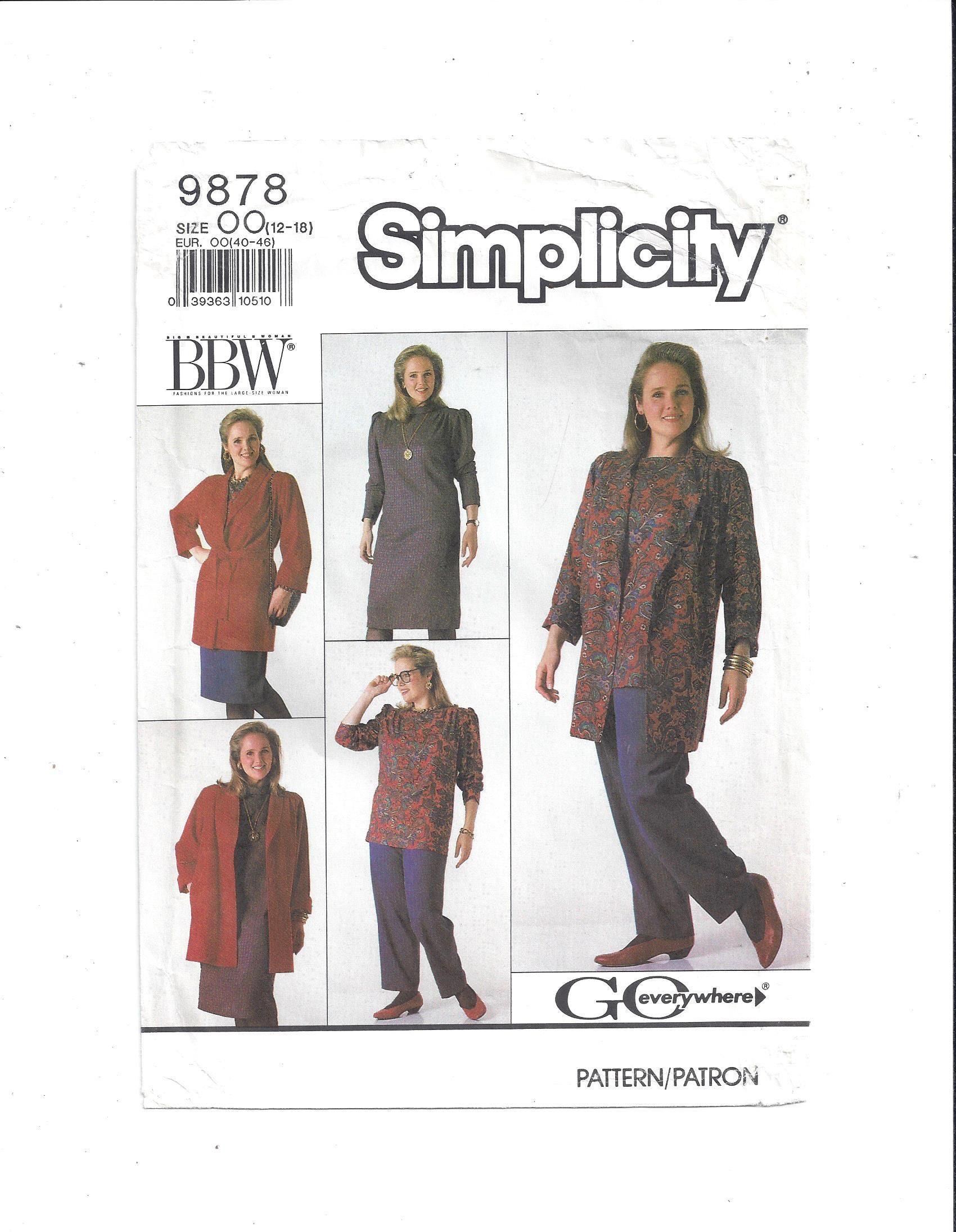 Simplicity 9878 Pattern for Misses' Pants, Skirt, Dress, Top, Unlined ...