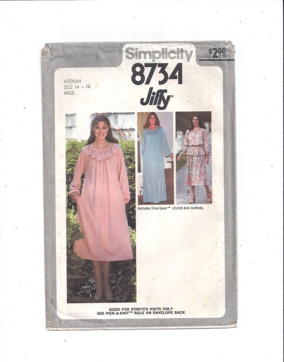 Simplicity 8734 Pattern for Misses' Jiffy Dress Size | Etsy