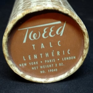 Tweed Lentheric Talcum Powder, 2 Oz. About 50% Content, Cardboard ...