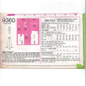 Simplicity 9360 Pattern for Misses' Super JIFFY Tunic, Hip Hugger Pants ...