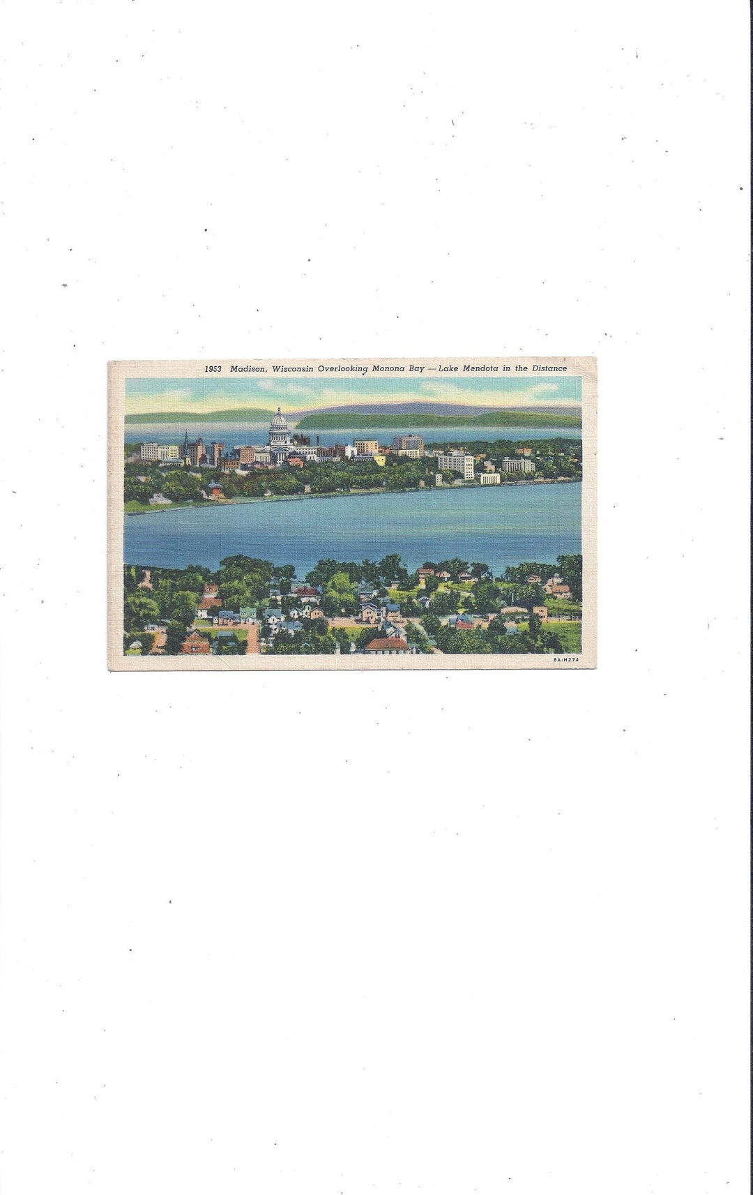 1953 Linen Postcard of Madison, Wisconsin, Overlooking Monona Bay, Lake ...