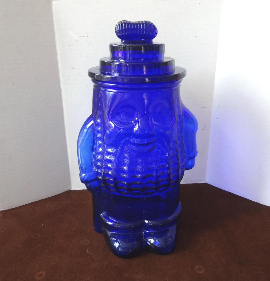 Cobalt Blue Mr. Peanut Big Cookie Jar With Lid, 13 Inches Tall, Shaped ...