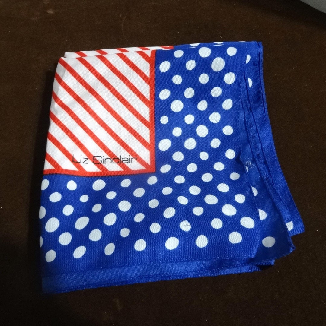 Liz Sinclair Scarf With Red White Blue Flag Stars & Stripes, 25 X 26 ...