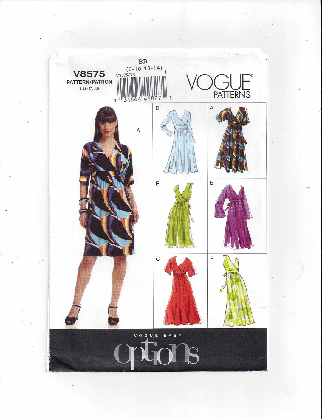 Vogue 8575 Pattern for Misses' Dress With Several Options, Size 8-10-12 ...