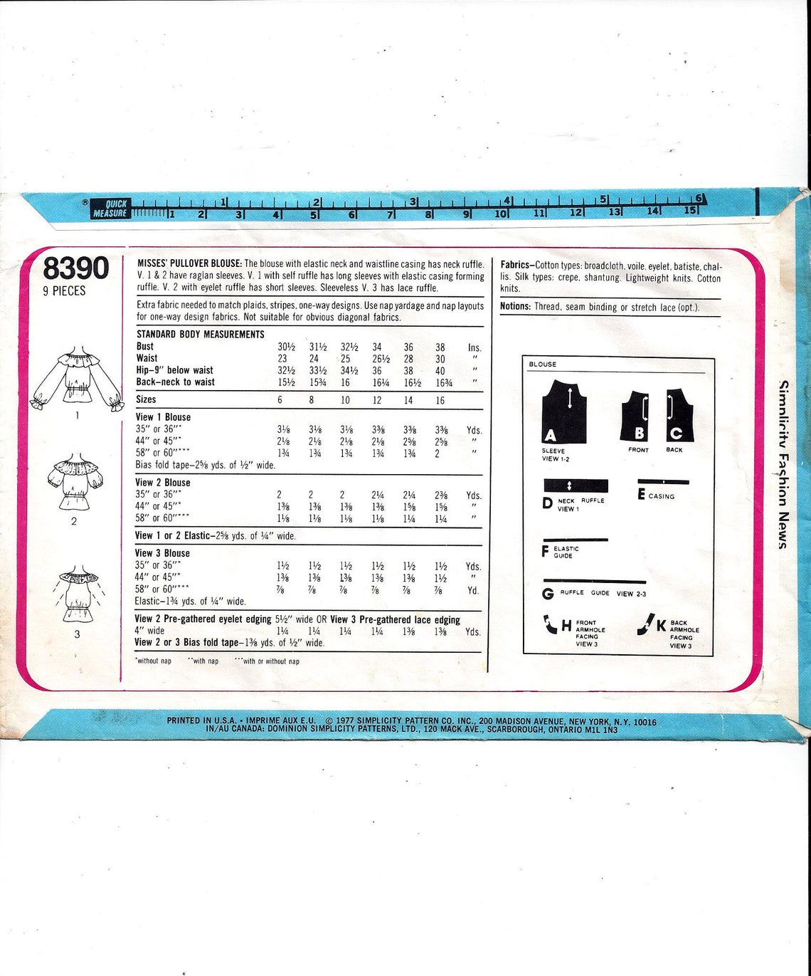 Simplicity 8390 Pattern for Misses' Pullover Ruffled - Etsy