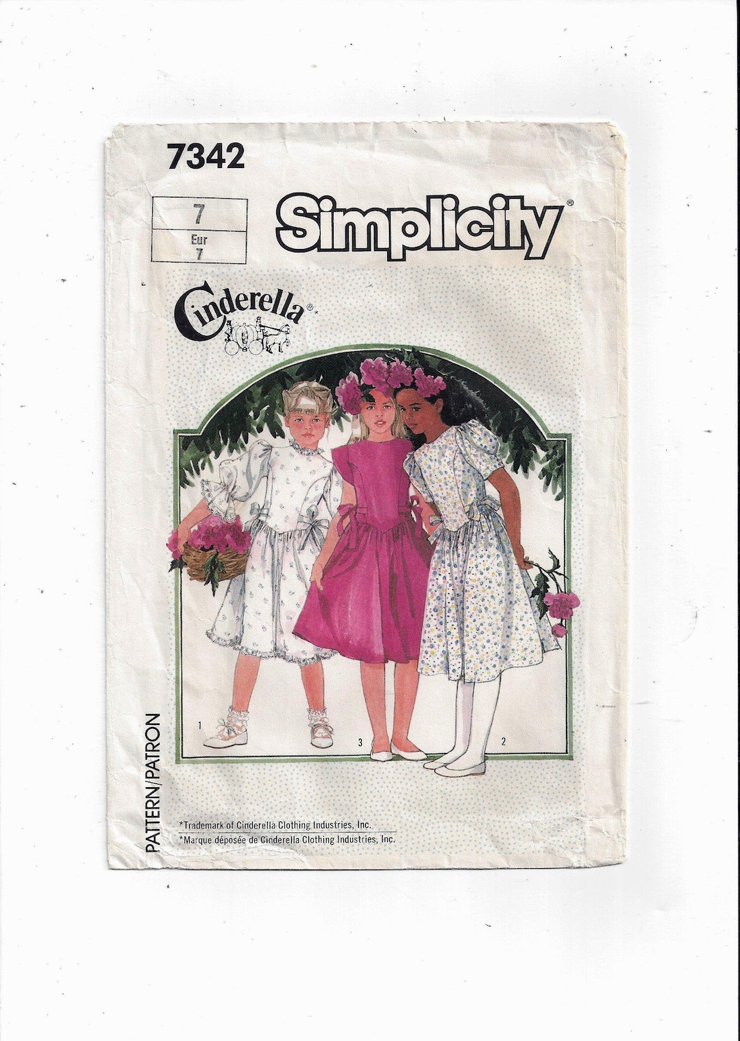 Simplicity 7342 Pattern for Cinderella Girls' Dress, Size 7, From 1986 ...