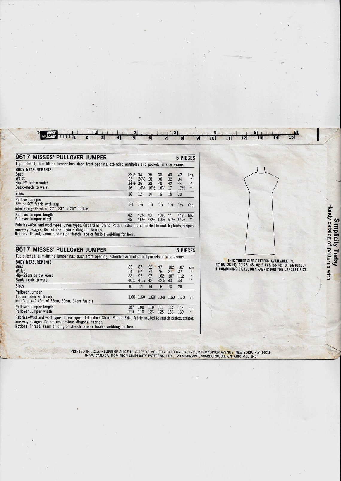 Simplicity 9617 E.S.P. Pattern for Misses' Pullover - Etsy