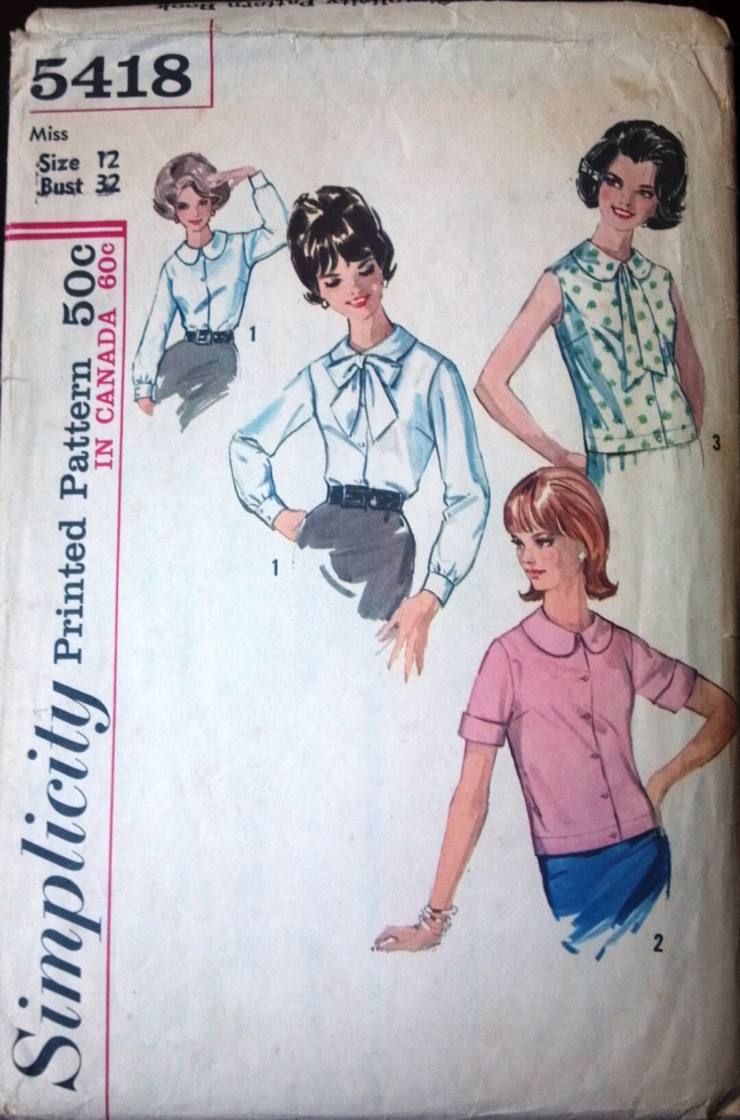 Simplicity 5418 Pattern for Misses' Blouse in 3 Styles & 2 Collar ...