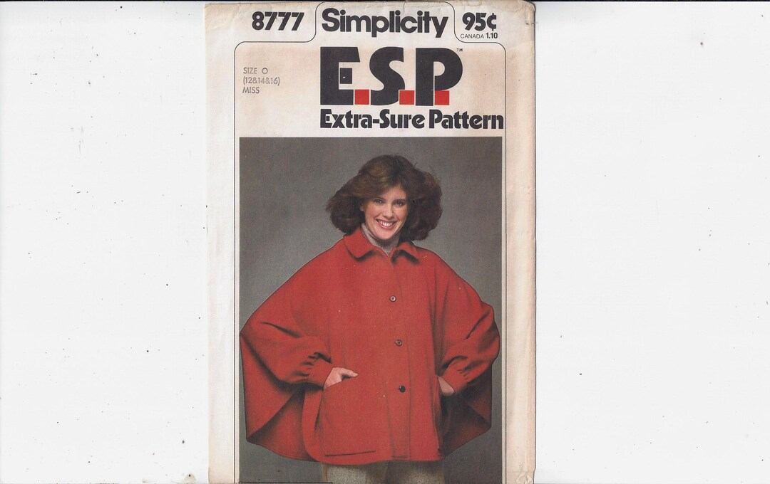Simplicity 8777 E.S.P. Extra Sure Pattern for Misses' Poncho, Sizes 12 ...