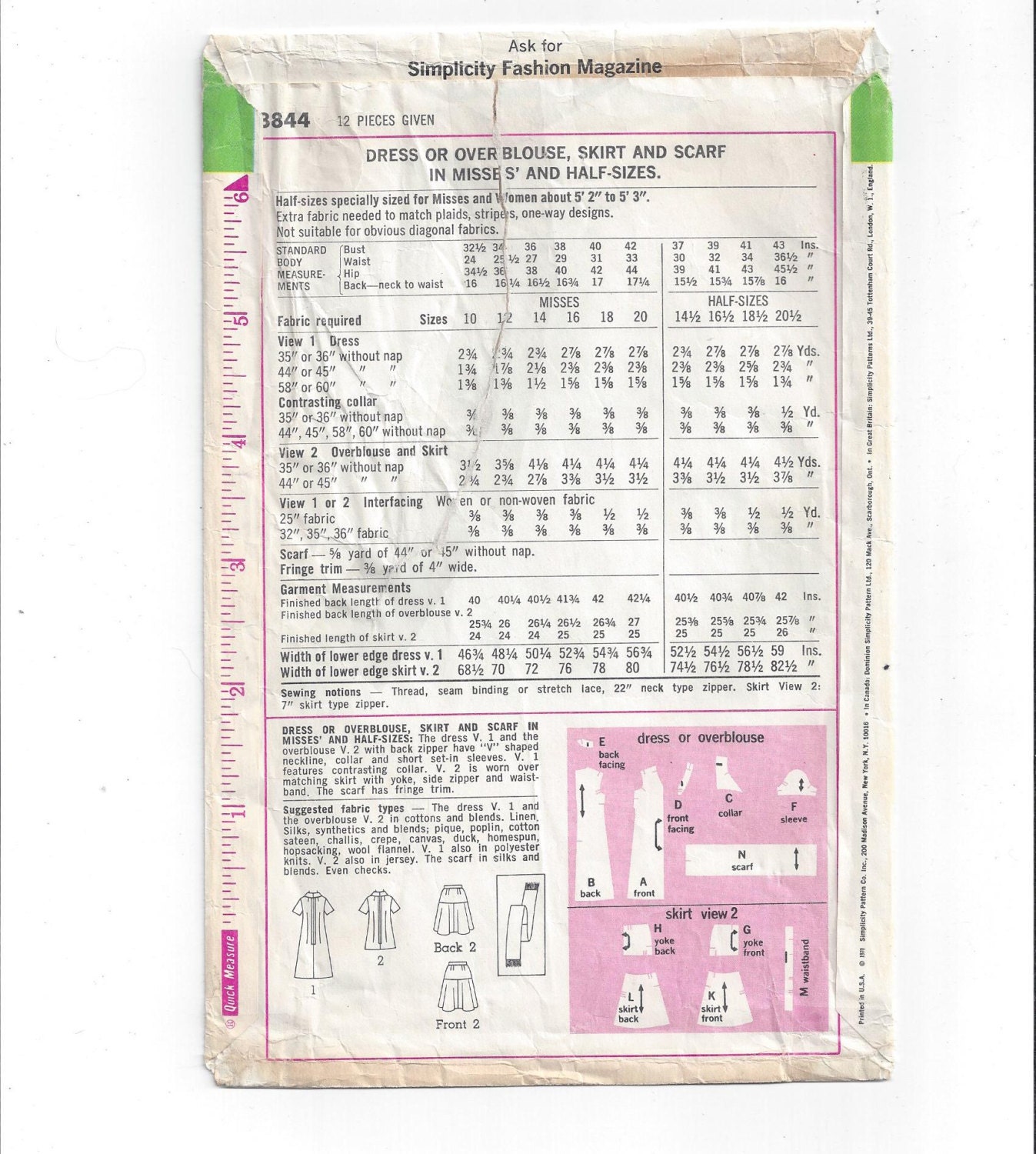 Simplicity 8844 Pattern for Misses' Dress or Over Blouse - Etsy