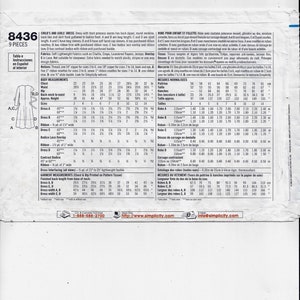 Simplicity 8436 Pattern for Girls' Dress, Sz 3 4 5 6, From 1998, Bobbi ...