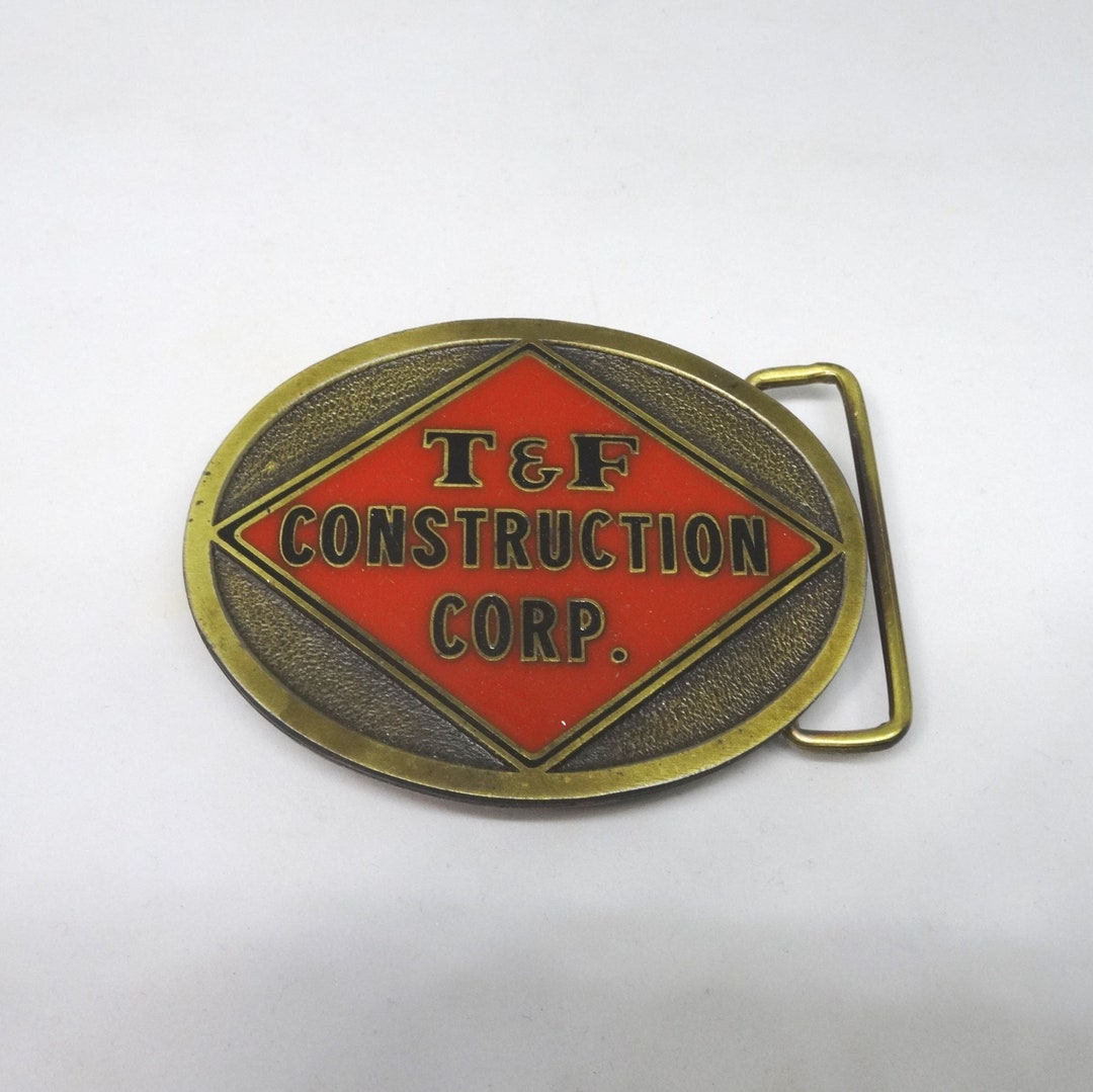 Vintage Hit Line USA Brass Belt Buckle for T & F Construction Corp ...