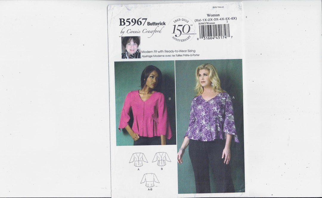 Butterick 5967 Pattern for Woman's Top, Sizes XXL 1X 2X 3X 4X 5X 6X ...