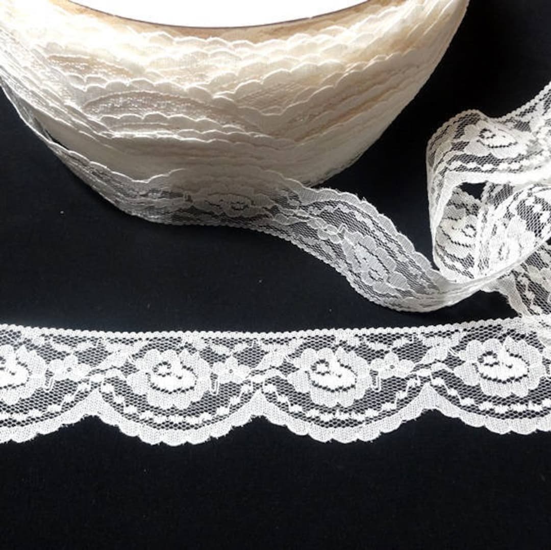 Ivory Raschel Flat Lace, 2 Inch Wide Polyester, BY the YARD, Bridal ...