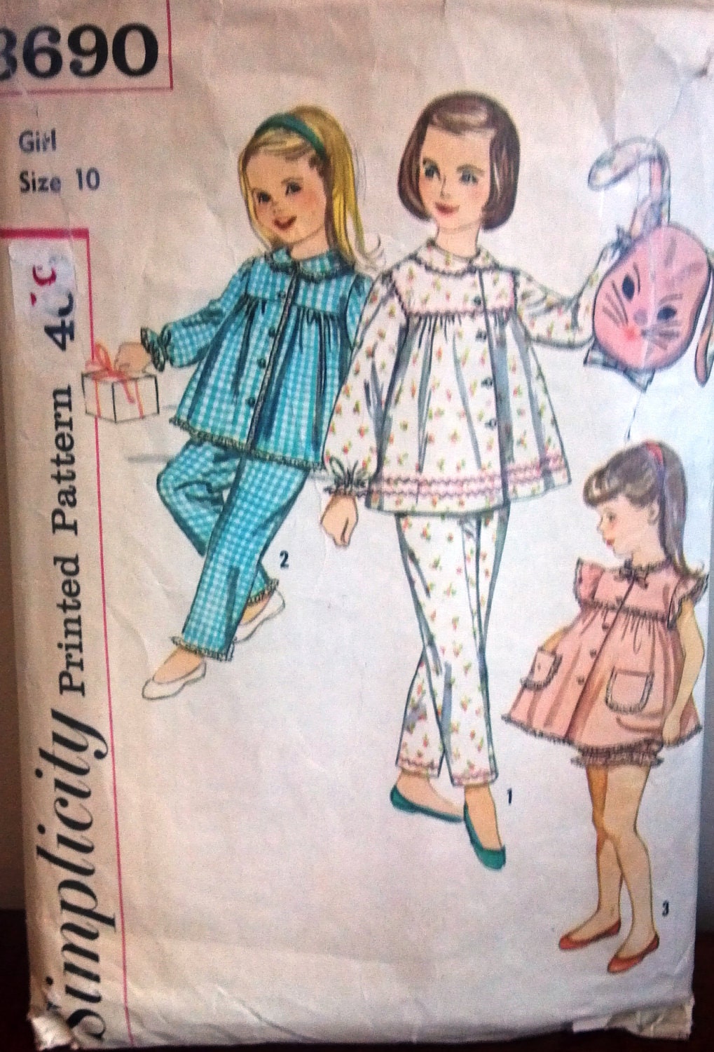 Simplicity 3690 Pattern for Girls' Pajamas & Rabbit Pillowcase, Size 10 ...