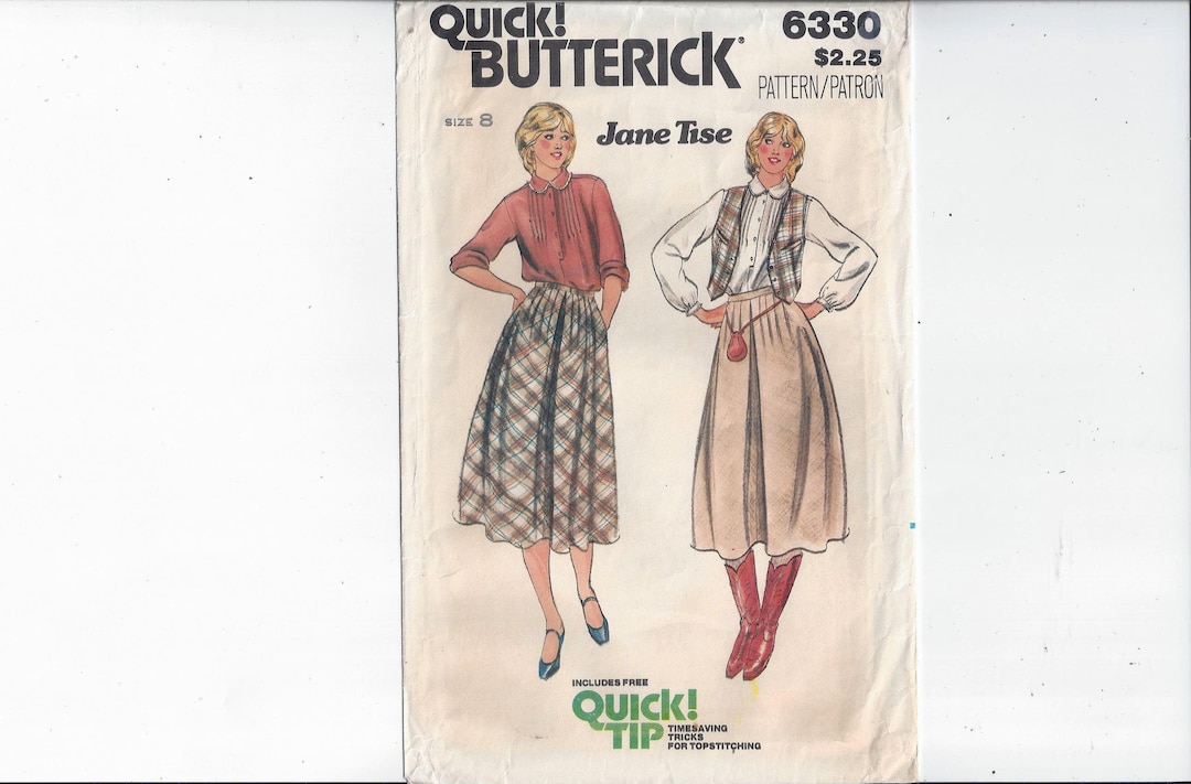 Butterick 6330 Pattern for Misses' Blouse, Skirt, Vest, Size 8, Jane ...