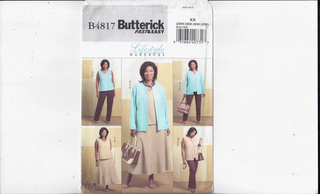 Butterick 4817 Pattern for Women's Jacket, Vest, Top, Skirt, Pants ...