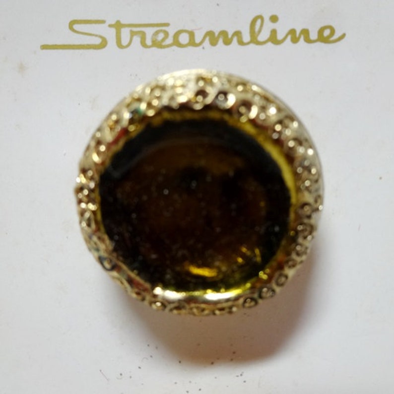 2 Buttons by Streamline on Original Card Gold With Brown | Etsy