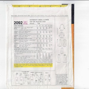 Mccall's 2092 Pattern for Misses' Maternity Dress, Jumper, Top, Blouse ...