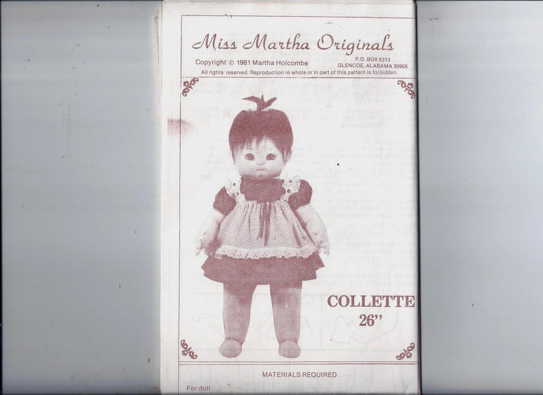 Miss Martha Originals Pattern for 26 Inch Collette Doll & Clothes From ...