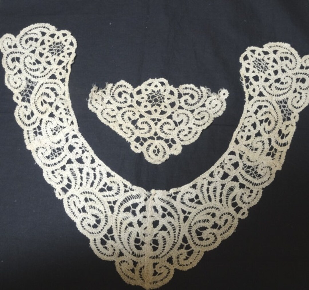 1930s Vintage Lace Yoke & Collar Piece in Ecru Cotton, Free Bobbin ...