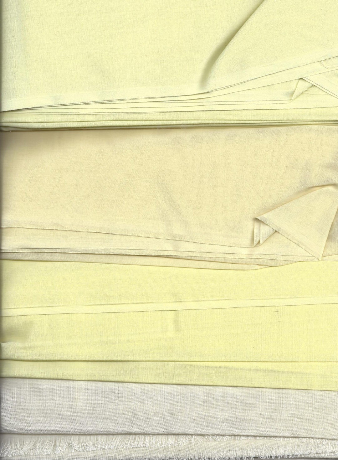 4 Cuts of Pale Yellow Poly Cotton Fabric, Over 3 Yards Total, 44 & 39 ...
