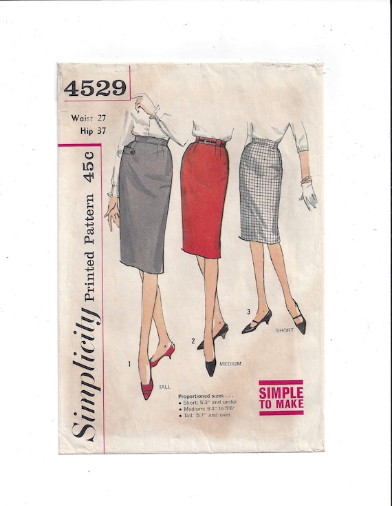 Simplicity 4529 Pattern for Misses' Pencil Skirt 3 - Etsy