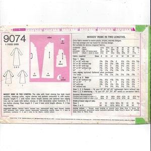 Simplicity 9074 Pattern for Misses' Robe in 2 Lengths, Size 12, From ...