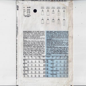 Butterick 4137 Pattern for Misses' Skirt Shorts, Culottes, Pants, Size ...