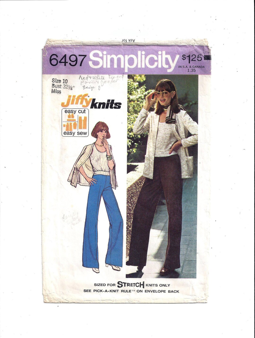 Simplicity 6497 Pattern for Misses' Jiffy Knit Top, Cardigan, Pants ...