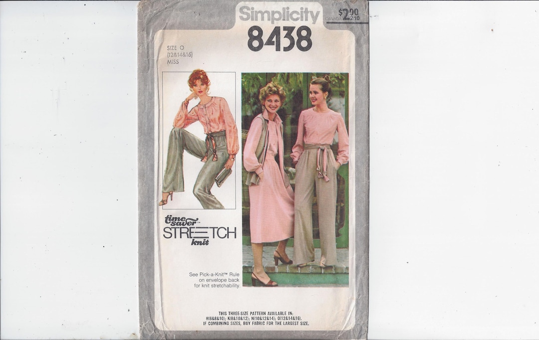 Simplicity 8438 Pattern for Misses' Pants, Skirt, Blouse, Reverse Vest, Sash, Size 12 14 16 ...