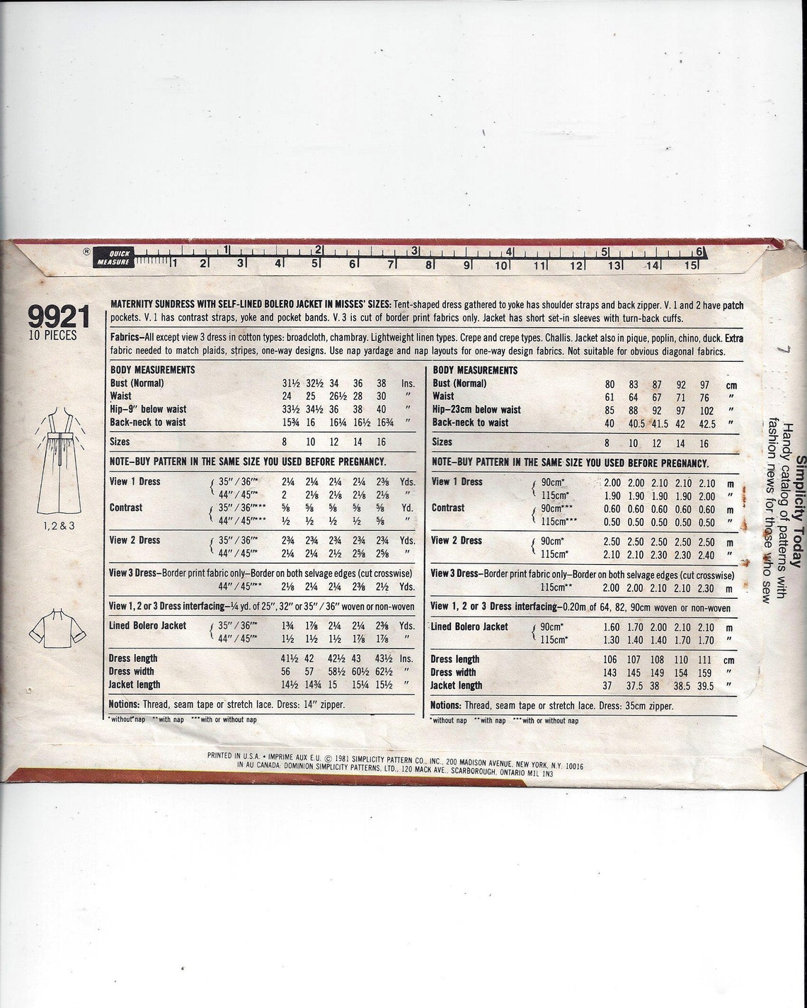 Simplicity 9921 Pattern for Misses' Maternity Sundress - Etsy